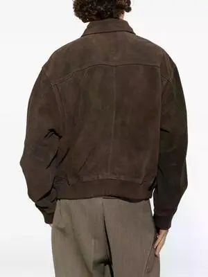 AGOLDE Suede Bomber Jacket - Brown
