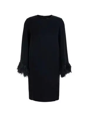 Antonelli Firenze Feather-trim Long-sleeve Mini Dress