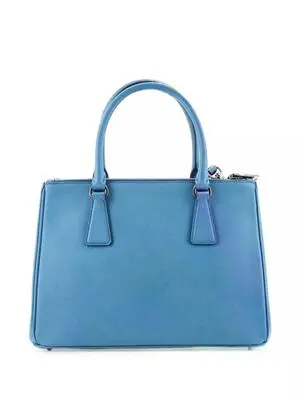 Prada Galleria Double Zip Tote Saffiano Leather Small Cross Body Bag - Blue