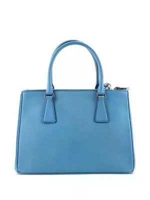 Prada Galleria Double Zip Tote Saffiano Leather Small Cross Body Bag - Blue