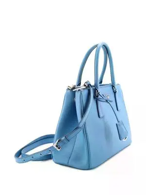 Prada Galleria Double Zip Tote Saffiano Leather Small Cross Body Bag - Blue