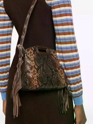 Maje Snake-effect Fringed Tote Bag - Brown