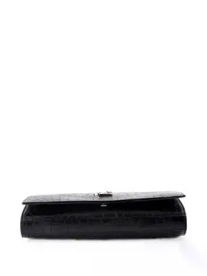Saint Laurent Classic Monogram Crocodile Embossed Leather Large Clutch Bag
