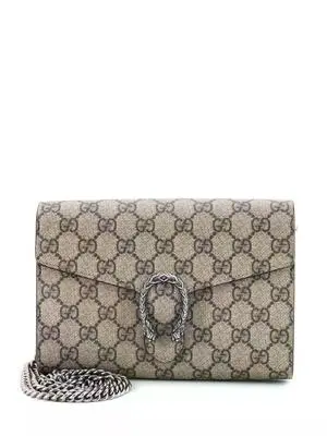 Gucci Dionysus Chain Wallet Gg Coated Canvas Small Crossbody Bag - Brown