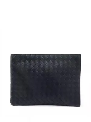 Bottega Veneta 2000-2015 Large Intrecciato Leather Clutch Bag - Black