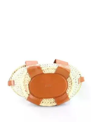 Chloé Sense Basket Tote Raffia With Leather Small Shoulder Bag - Brown