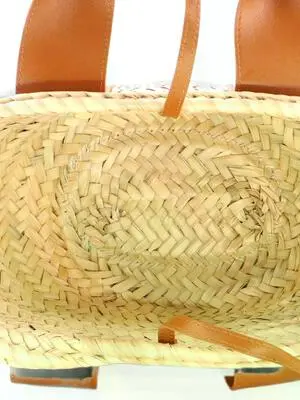 Chloé Sense Basket Tote Raffia With Leather Small Shoulder Bag
