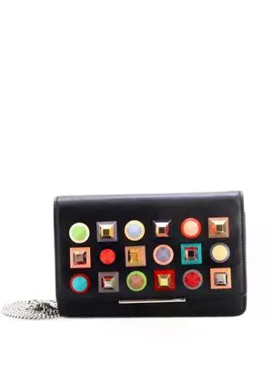 Fendi Tube Wallet On Chain Studded Leather Crossbody Bag - Black
