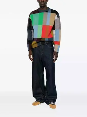 Paul Smith Patchwork-pattern Crew-neck Sweater - Green