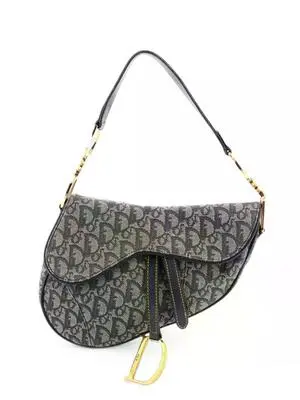 Dior Vintage Saddle Bag Diorissimo Canvas Medium Shoulder Bag - Blue
