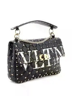 Valentino Garavani Vltn Rockstud Spike Flap Bag Quilted Leather Medium Shoulder Bag - Black