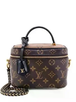 LOUIS VUITTON Vanity Handbag Reverse Monogram Canvas Pm Satchel - Black