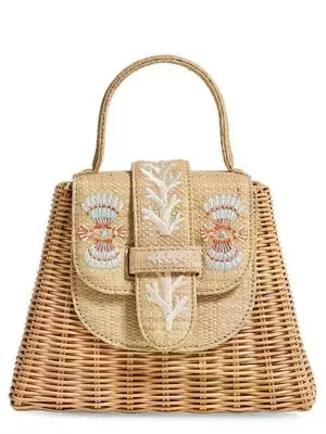 Pamela Munson Petite Lady Shell-embroidered Rattan Tote Bag - Neutrals