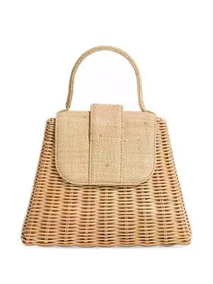 Pamela Munson Petite Lady Shell-embroidered Rattan Tote Bag
