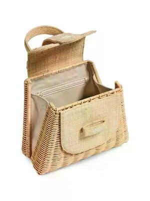 Pamela Munson Petite Lady Shell-embroidered Rattan Tote Bag