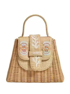 Pamela Munson Petite Lady Shell-embroidered Rattan Tote Bag - Neutrals