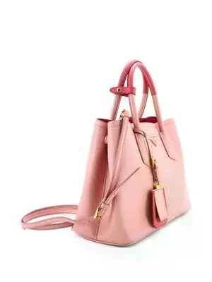 Prada Cuir Double Saffiano Leather Small Tote Bag - Pink