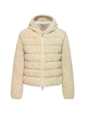 Moncler Teddy Padded Zip-up Hoodie - Neutrals