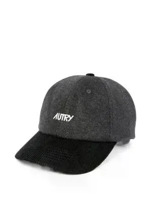 AUTRY Logo-embroidered Corduroy-brim Cap - Grey