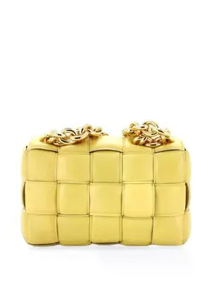 Bottega Veneta Cassette Chain Padded Maxi Intrecciato Leather Cross Body Bag - Yellow