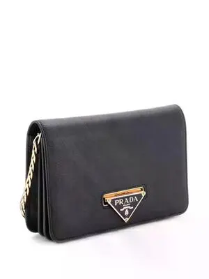 Prada Saffiano Leather Small Flap Wallet On Chain Clutch Shoulder Bag