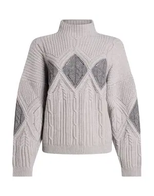 TWINSET Metallic Blend Mock Neck Sweater