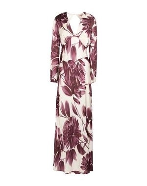 TWINSET TWINSET Floral-Print Satin Maxi Dress Plum
