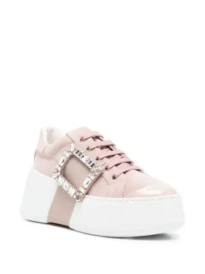 ROGER VIVIER Viv Skate High Strass Leather Sneakers