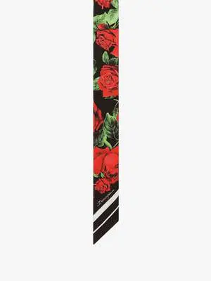 Dolce & Gabbana Silk Twill Bandeau With Bouquet Rose Print