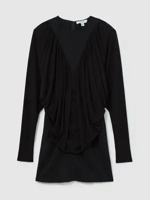 REISS Imogen Draped Jersey Ruched Mini Dress