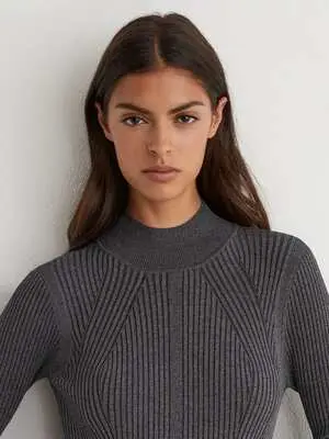 REISS Ella Rib-knit Belted Midi Dress