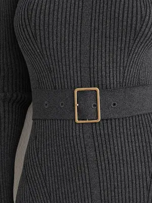REISS Ella Rib-knit Belted Midi Dress