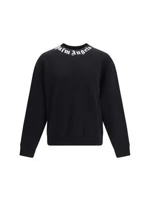 Palm Angels Cotton Crewneck Sweatshirt With Logo - Black