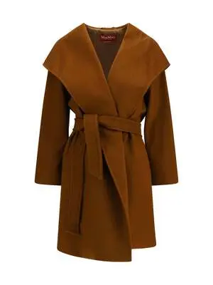 Max Mara Wool Drap Newmang Coat - Brown