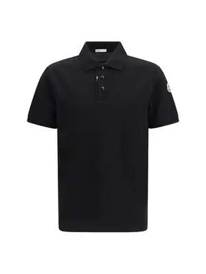 Moncler Cotton Piqué Polo Shirt With Logo - Black