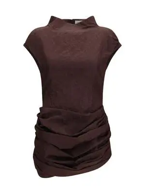 Magda Butrym Draped Mini Dress With High Collar