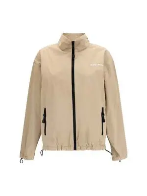 Miu Miu Gabardine Jacket With Zip - Cream