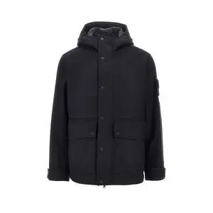 Stone Island Flannel Jacket With Logo Badge