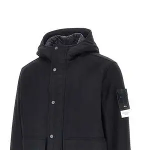 Stone Island Flannel Jacket With Logo Badge