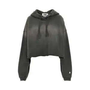 GOLDEN GOOSE Back Logo Print Oversized Cropped Hoodie