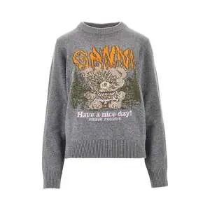 GANNI Forest Teddy' Wool-blend Sweater - Grey