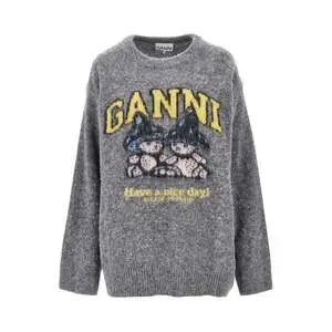 GANNI Mushroom Teddy' Alpaca-blend Sweater - Grey