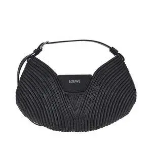 Loewe Raffia And Leather Medium Swing Bag - Black