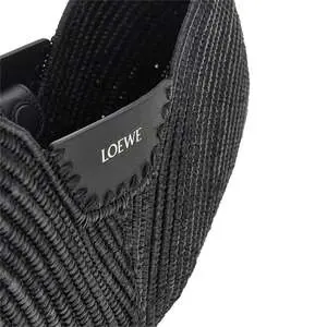 Loewe Raffia And Leather Medium Swing Bag - Black