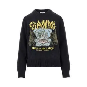 GANNI Forest Teddy' Wool-blend Sweater - Black