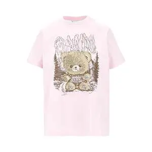 GANNI Forest Teddy Graphic Organic Cotton T-shirt - Pink