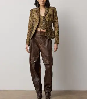 Ralph Lauren Distressed Lambskin Hania Trousers