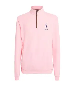Rlx Ralph Lauren Polo Pony Quarter-zip Sweatshirt - Pink
