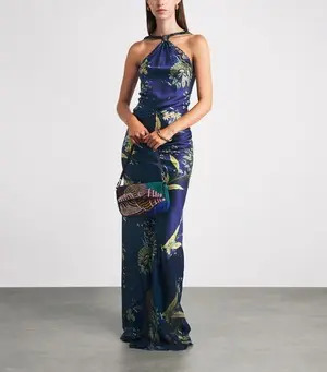 Staud Silk Charli Halterneck Maxi Dress