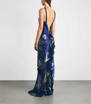 Staud Silk Charli Halterneck Maxi Dress